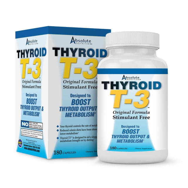 Absolute Nutrition Thyroid T-3 Dietary Health Supplement Capsules for ...