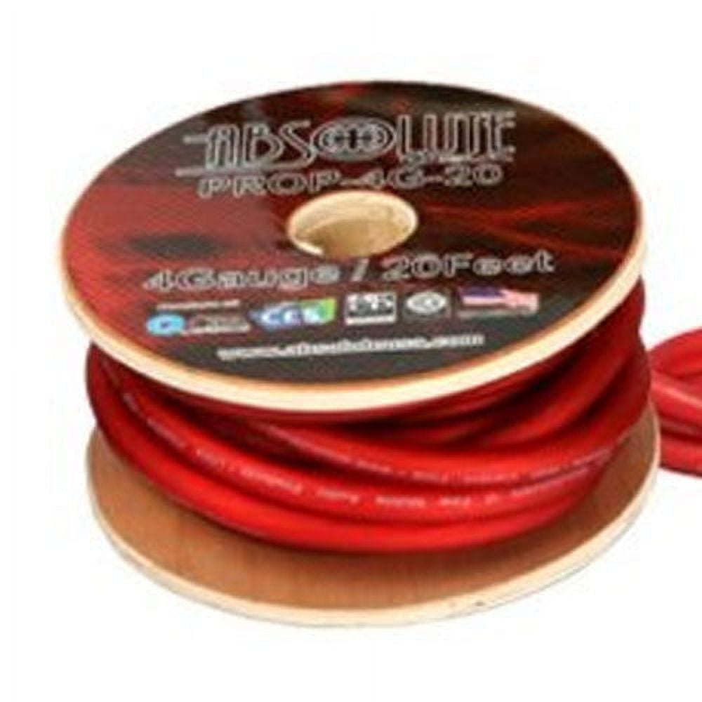 Absolute PROP4G50RD Pro Series 50 Feet 4-Gauge Power / Ground Cable Pro Series Red 50 Feet 4 ...