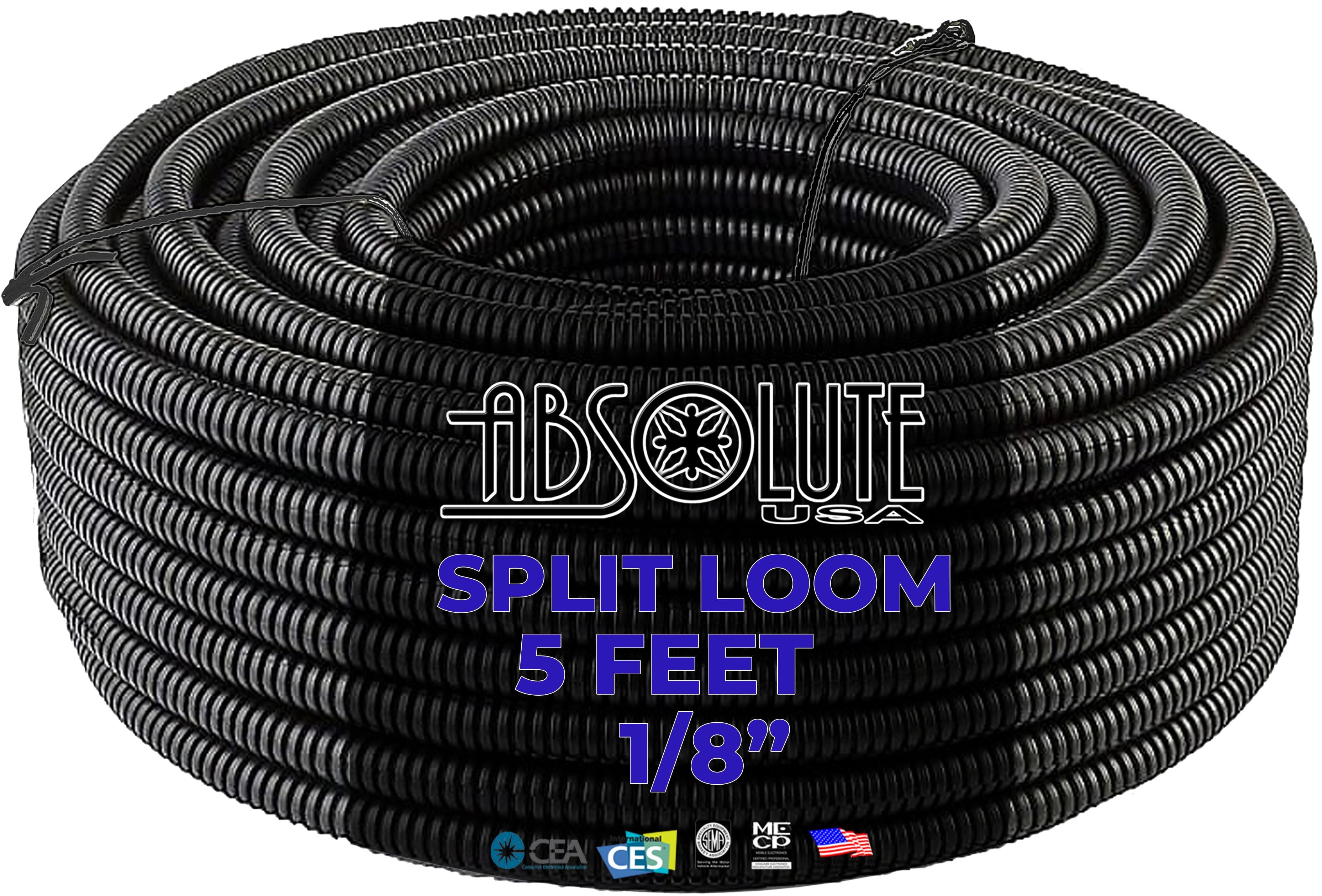 Absolute SLT18-5 5' 1/8" 2.5mm Split Wire Loom Conduit Polyethylene ...