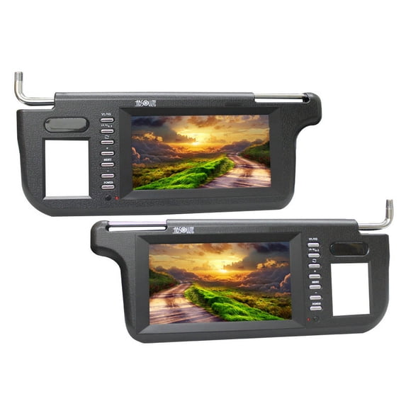 "Absolute 9"" Widescreen LCD Flipdown Sunvisor Monitors, Black Pair ...