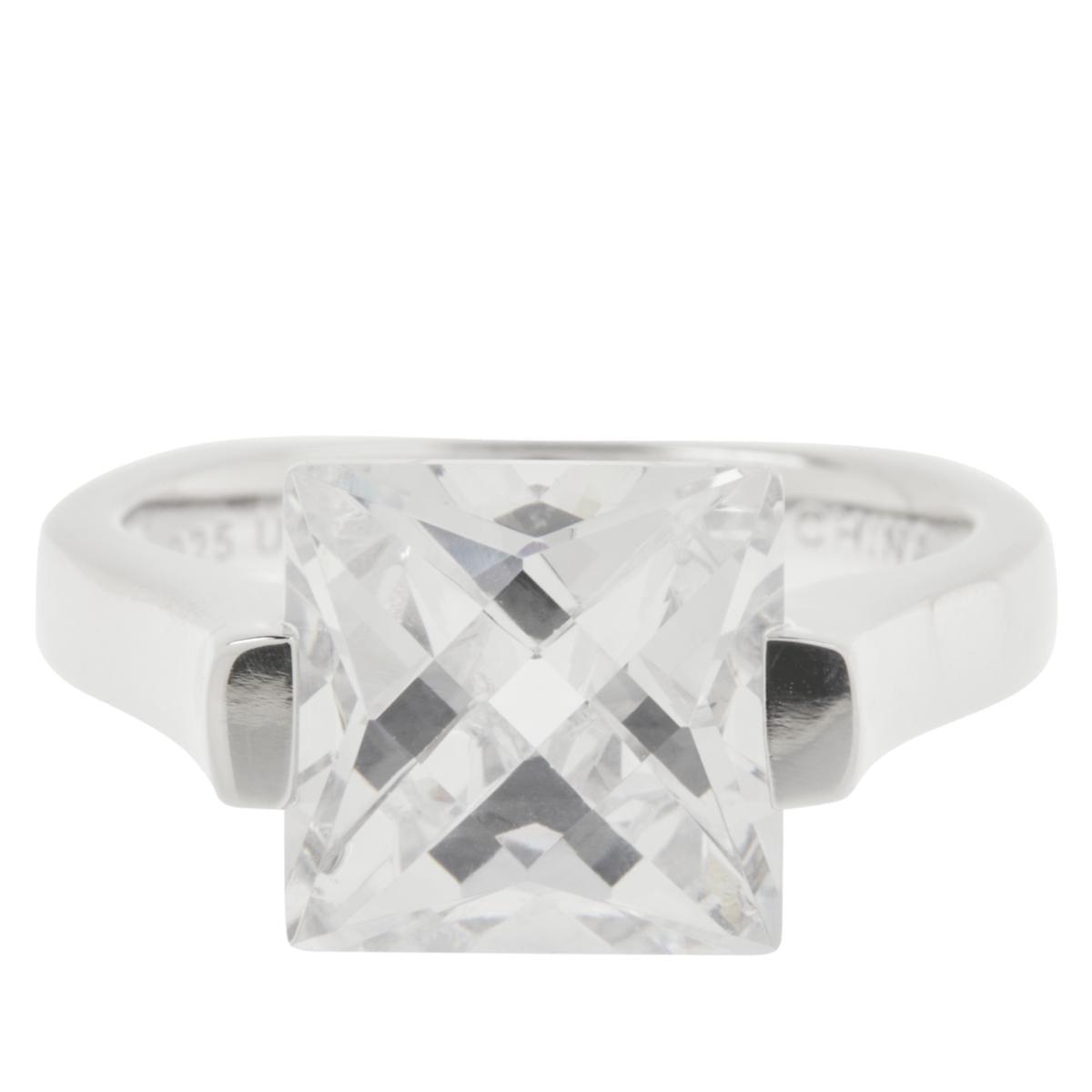Absolute Sterling Silver Heirloom Collection French-Cut Solitaire Ring ...