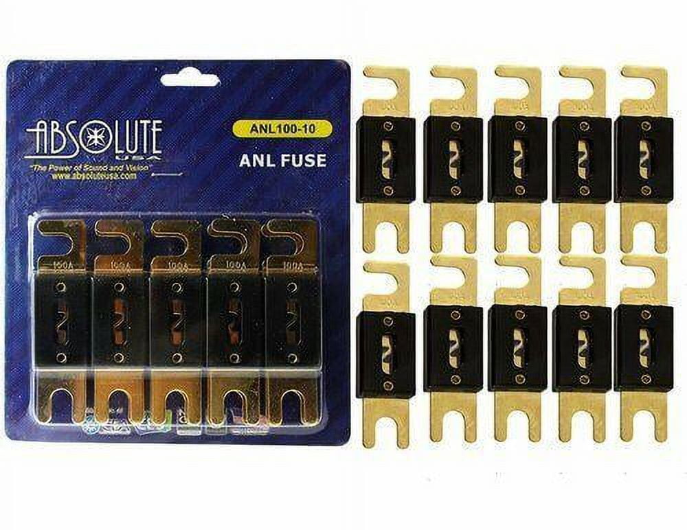 Absolute USA ANL100-10 10 Pack ANL 100 Amp Gold Plated Fuse - Walmart.com