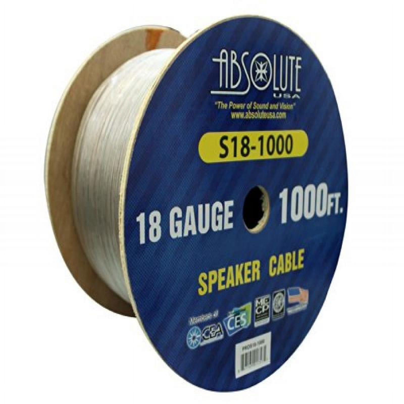 Absolute USA S181000 1000-Feet 18 Gauge Spool Speaker Wire - Walmart.com