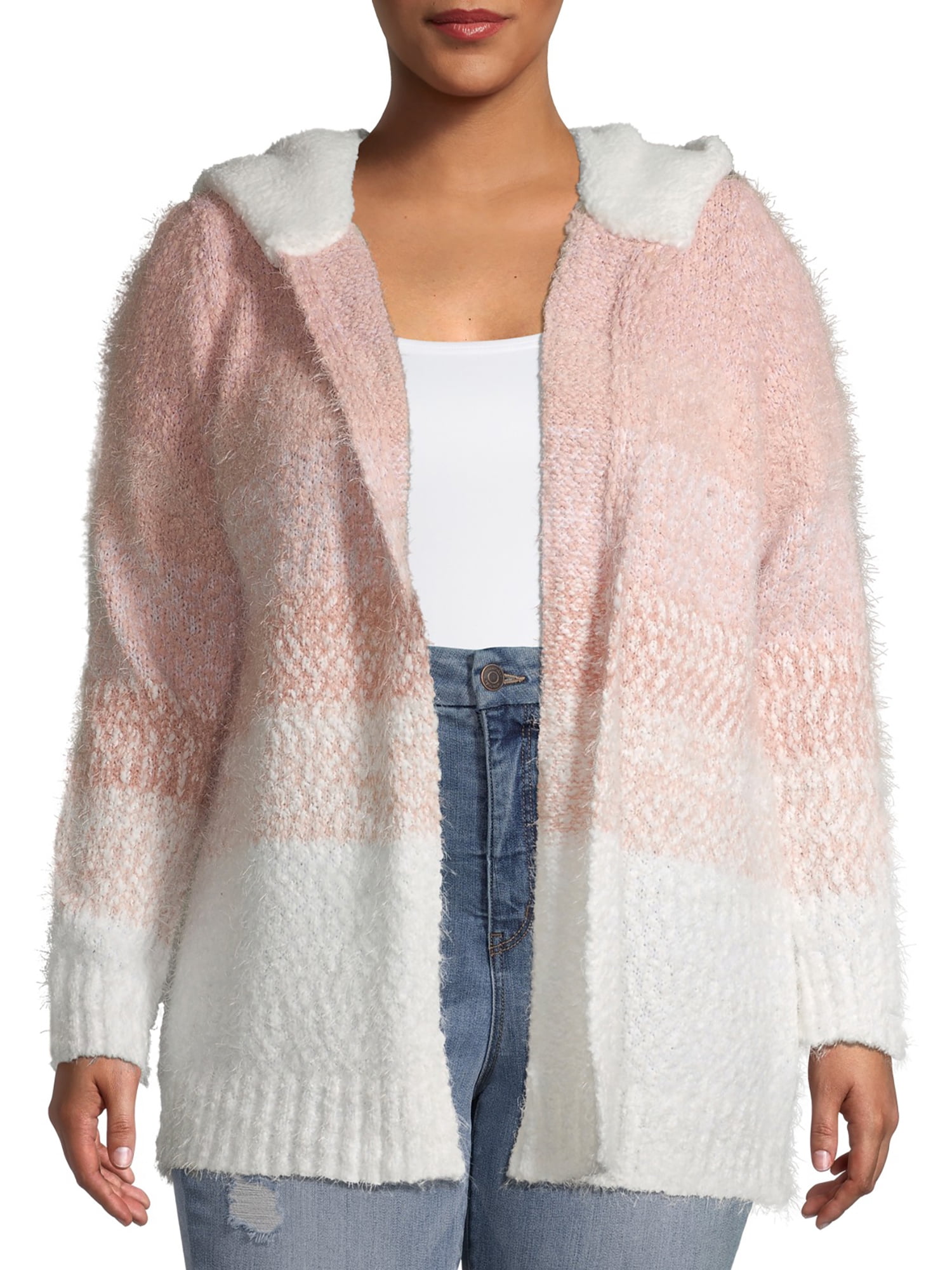Absolutely Famous Women's Plus Size Ombre Stripe Super Soft Cardigan ...