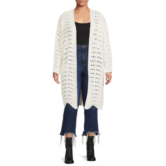 Absolutely Famous, Pointelle Stitch Duster Cardigan, Lightweight Open ...