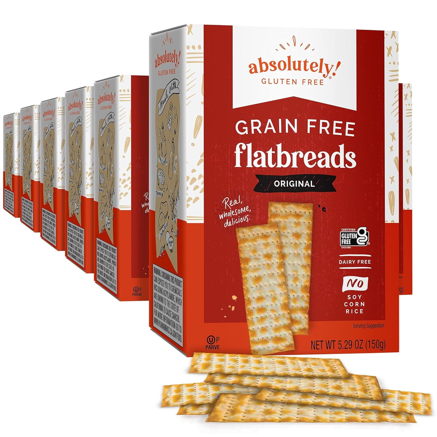 Absolutely Gluten Free Flatbread Crackers, 5.25oz (6 Pack), Grain Free ...