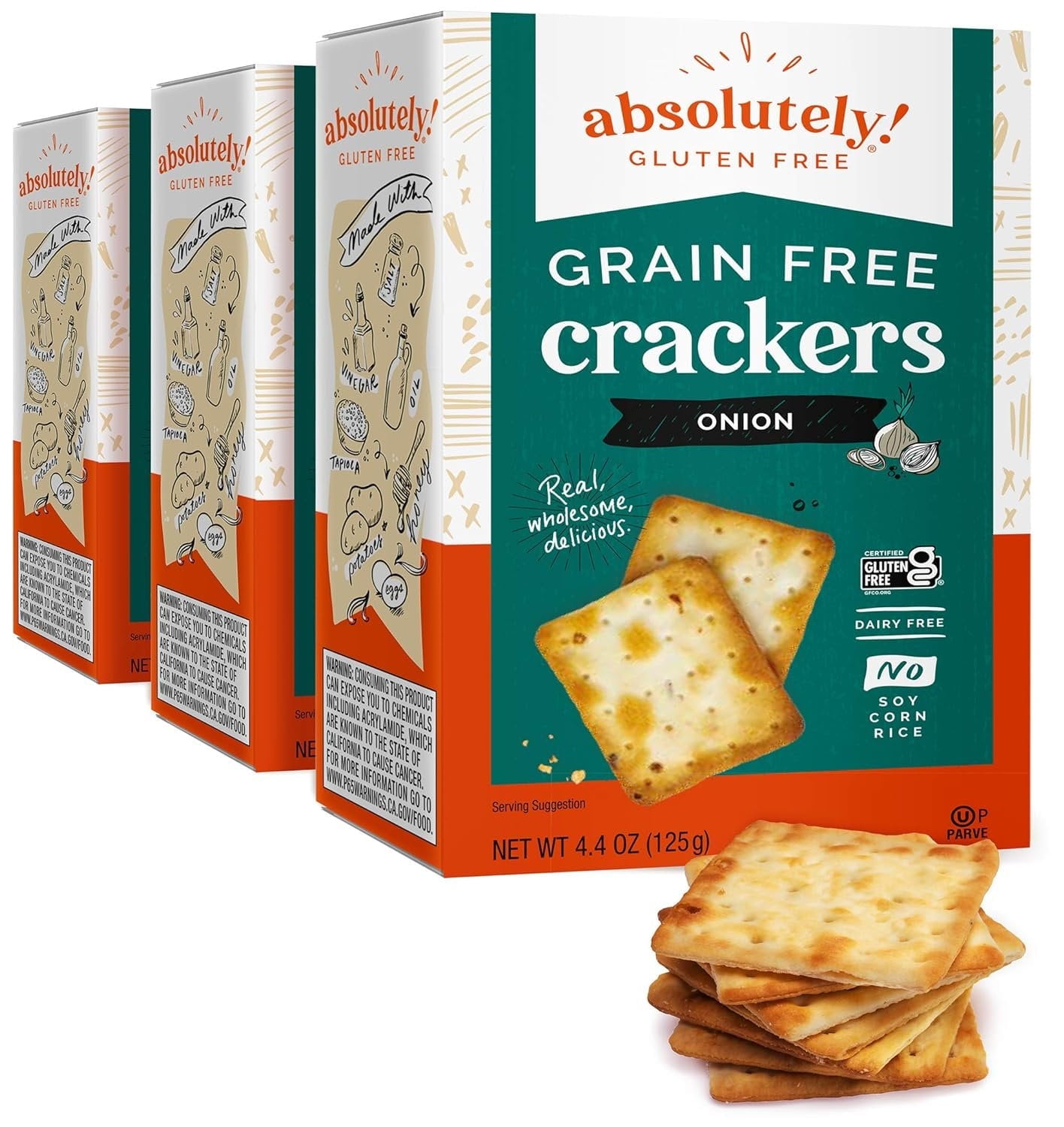 Absolutely Gluten Free Toasted Onion Crackers Pack of 3 - Walmart.com