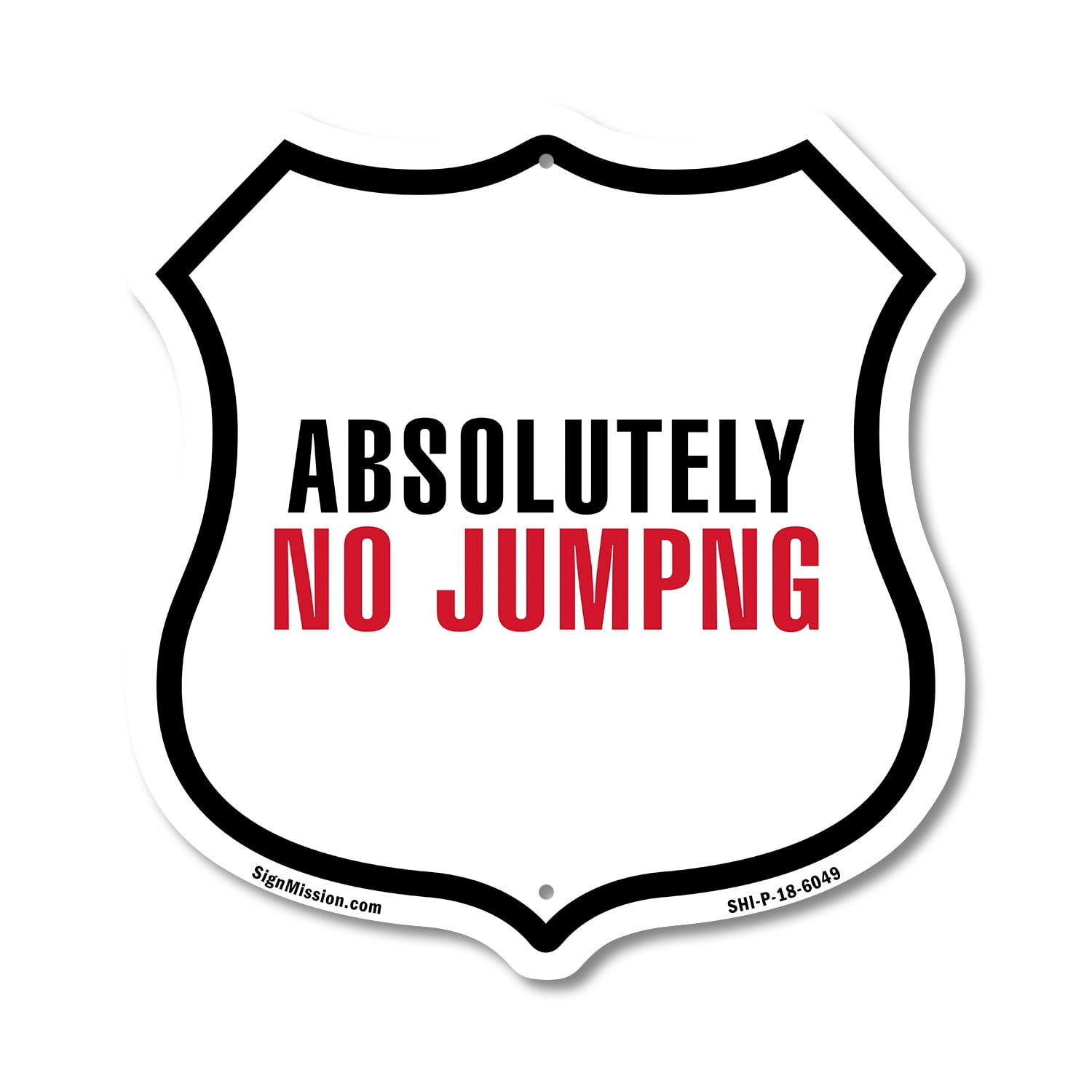 Absolutely No Jumping (5 Pack) 12 inch X 12 inch Shield-Shaped Rust ...