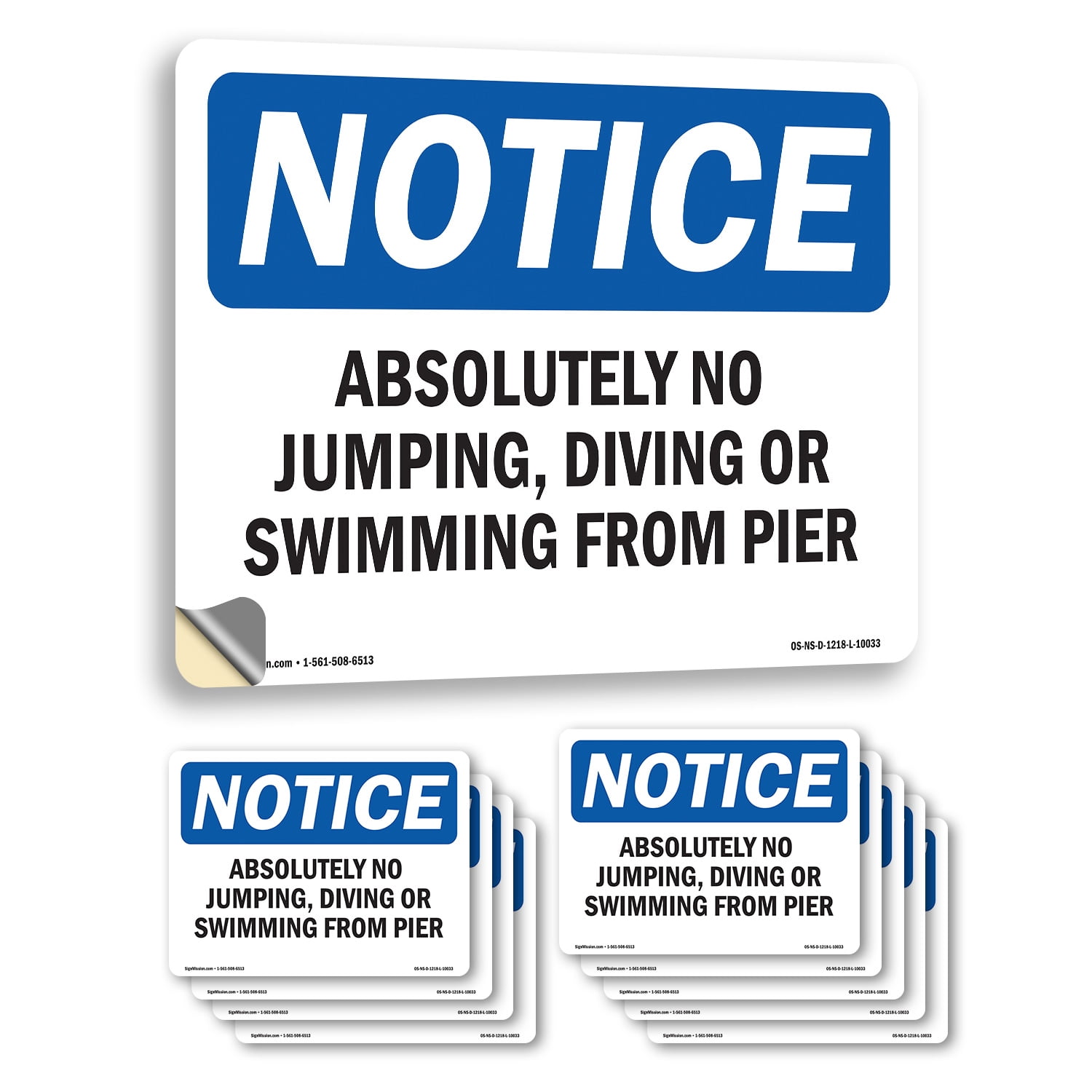 Absolutely No Jumping Diving Or Swimming OSHA Notice Vinyl Decal Label ...