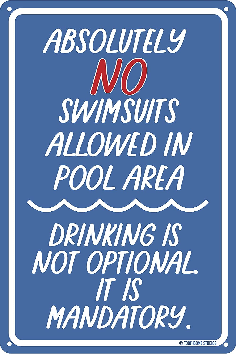 Vintage 12" X 8" Tin 'No Swimsuits Allowed' Sign - Funny Beach Home ...