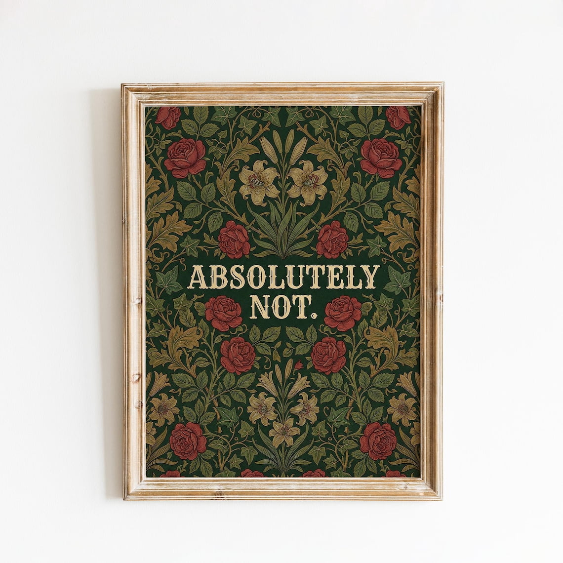 Absolutely Not Quote Vintage Green Floral, Unframed Canvas - Walmart.com