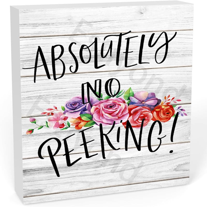 Absolutely No Peeking Inspirational Wooden Box Sign Office Desk Decor 5 ...