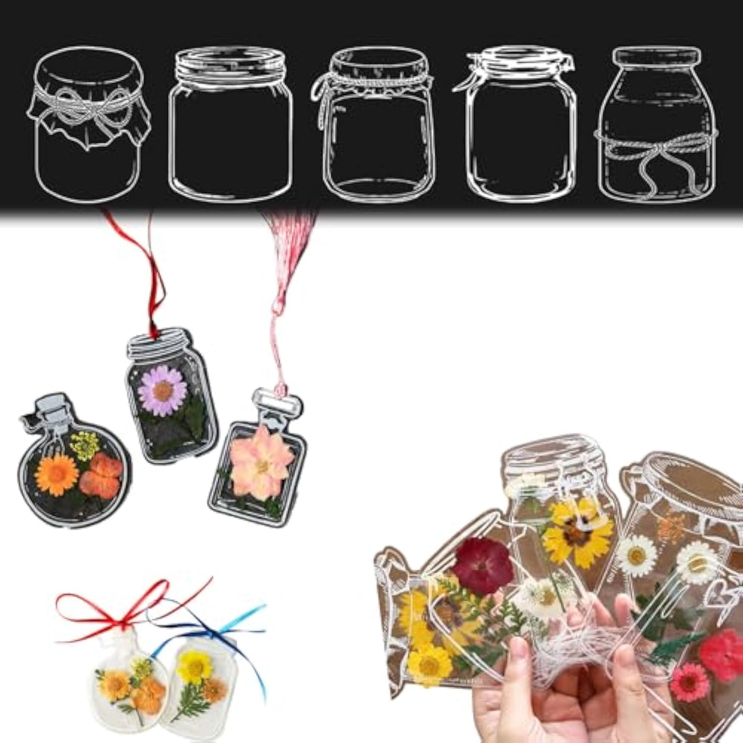 Absolutery Transparent Dried Flower Bookmarks, DIY Transparent Dried ...