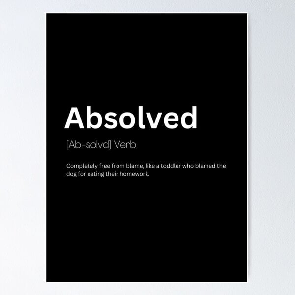 Absolved Dictionary Definition Poster Wall Art, Modern Wall Decor For ...