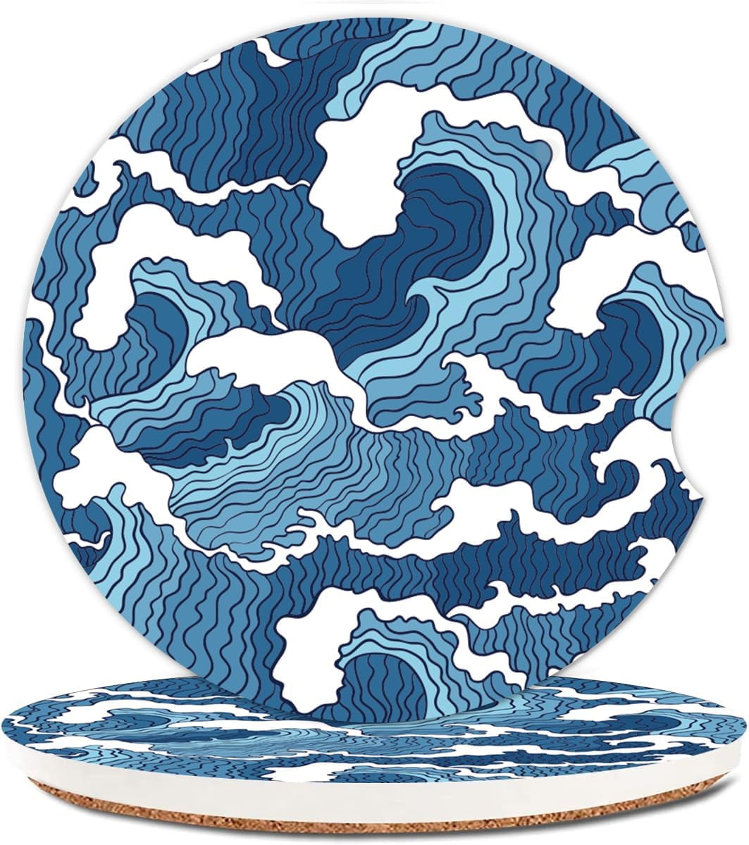 Absorbent Car Cupholder Coaster 2 Pack, Cute Car Coasters with a Finger ...