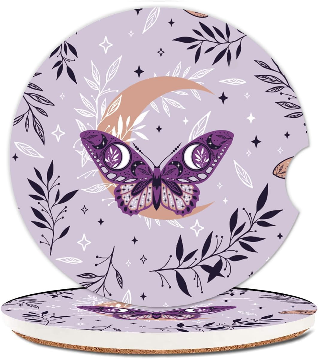 Absorbent Car Cupholder Coaster 2 Pack, Cute Car Coasters with a Finger ...