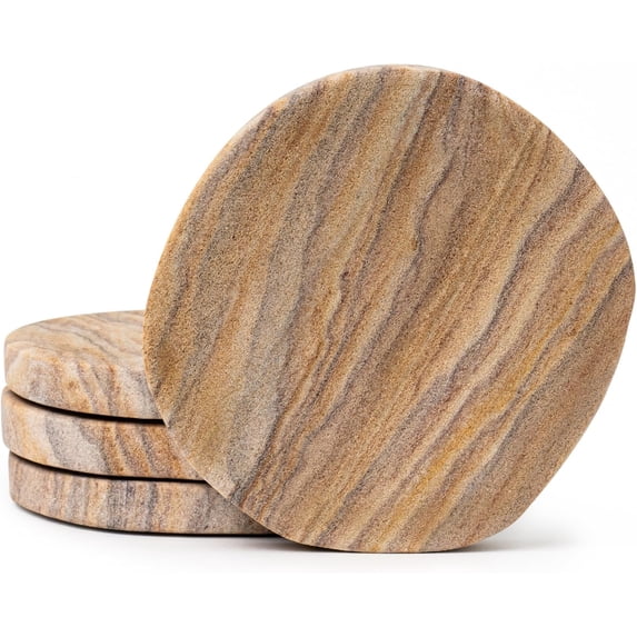 Absorbent Coasters Set of 4 - Water Absorbing Sandstone Coasters for ...