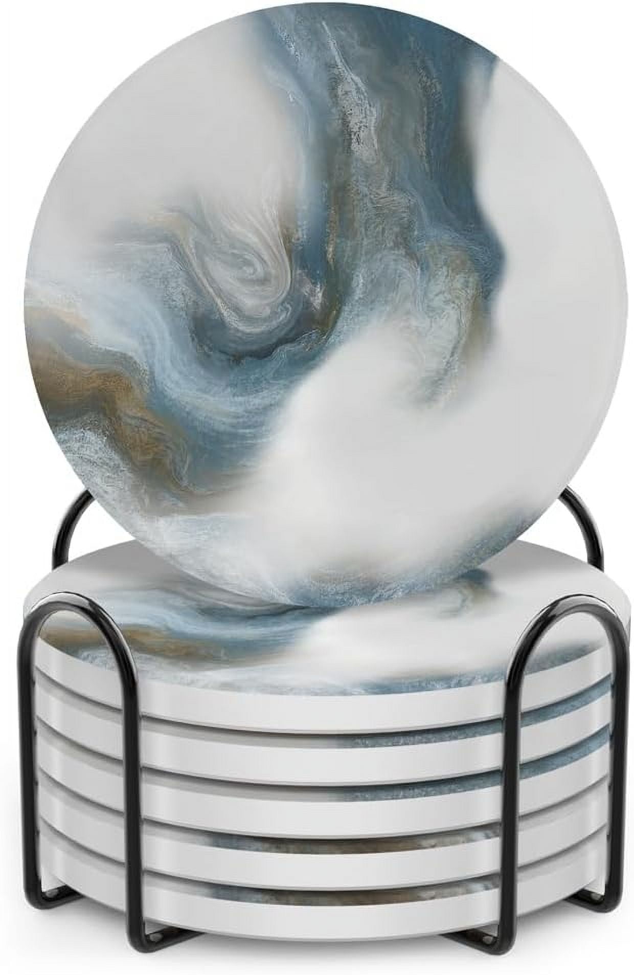 Absorbent Coasters for Drinks with Holder | Ceramic Stone Cup Coasters ...