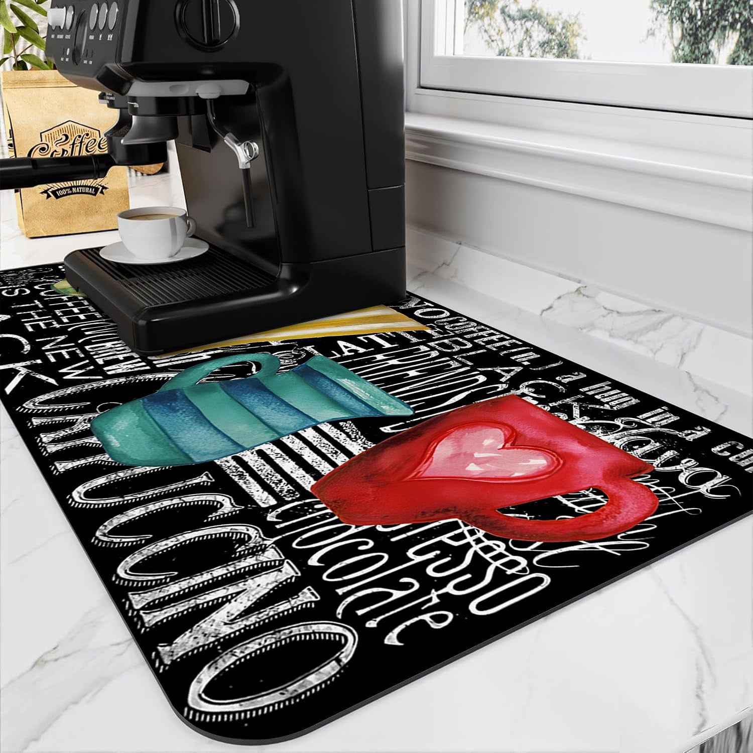 Absorbent Coffee Bar Mat: 12x19in Rubber Backed Draining Pad – Fits ...