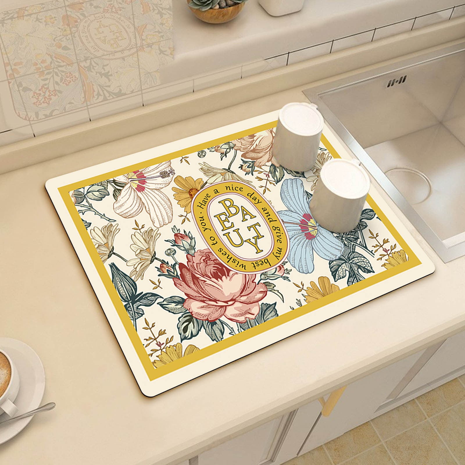 Absorbent Countertop Mat, Durable Kitchen Pad, Heavy-duty Water Proof ...