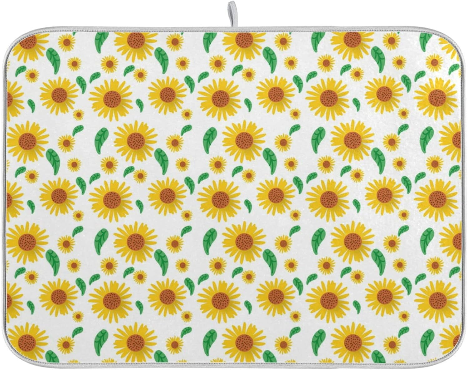 Absorbent Dish Drying Mat for Kitchen Counter - Yellow lemon teal ...