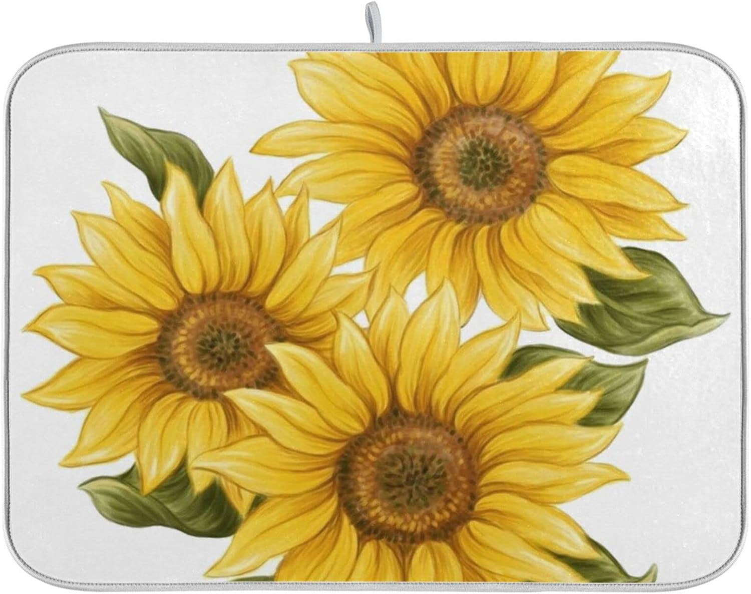 Absorbent Dish Drying Mat for Kitchen Counter - Yellow Sunflower ...
