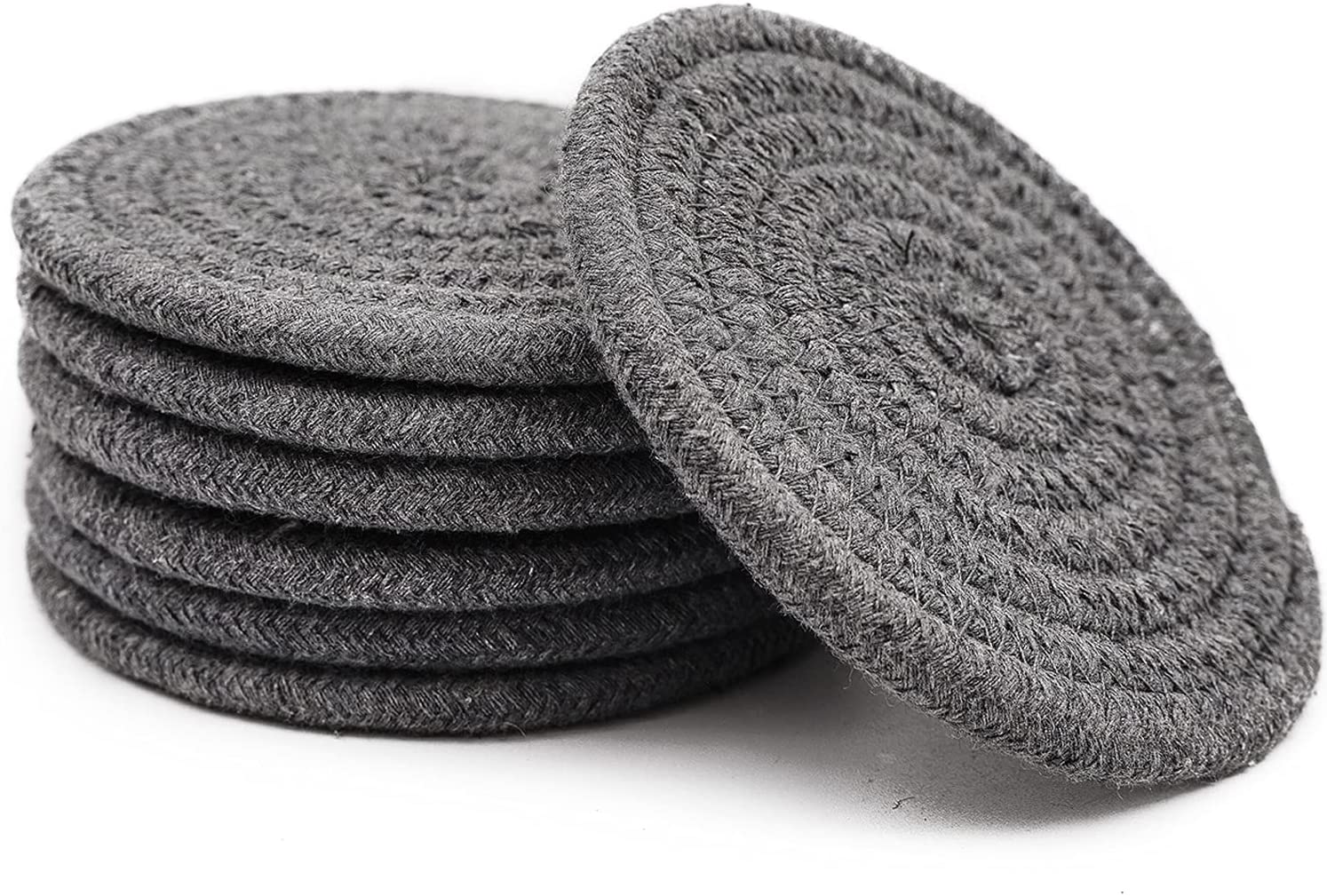 Absorbent Drink Coasters Handmade Braided Drink Coasters 6 Pack (4.3 ...