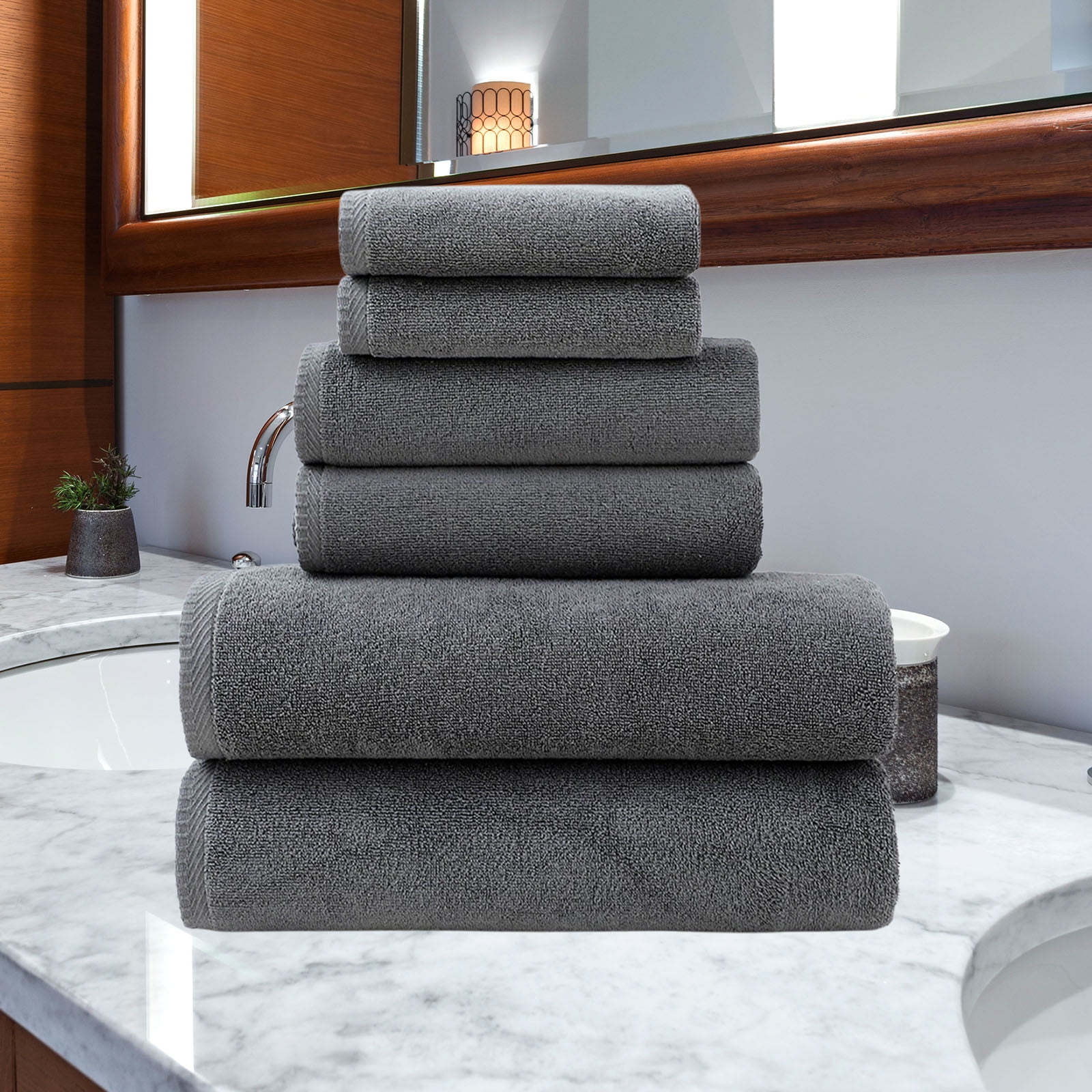 Absorbent Face Towels,Soft Washcloths,6-Piece Set,Cotton Blend Material ...