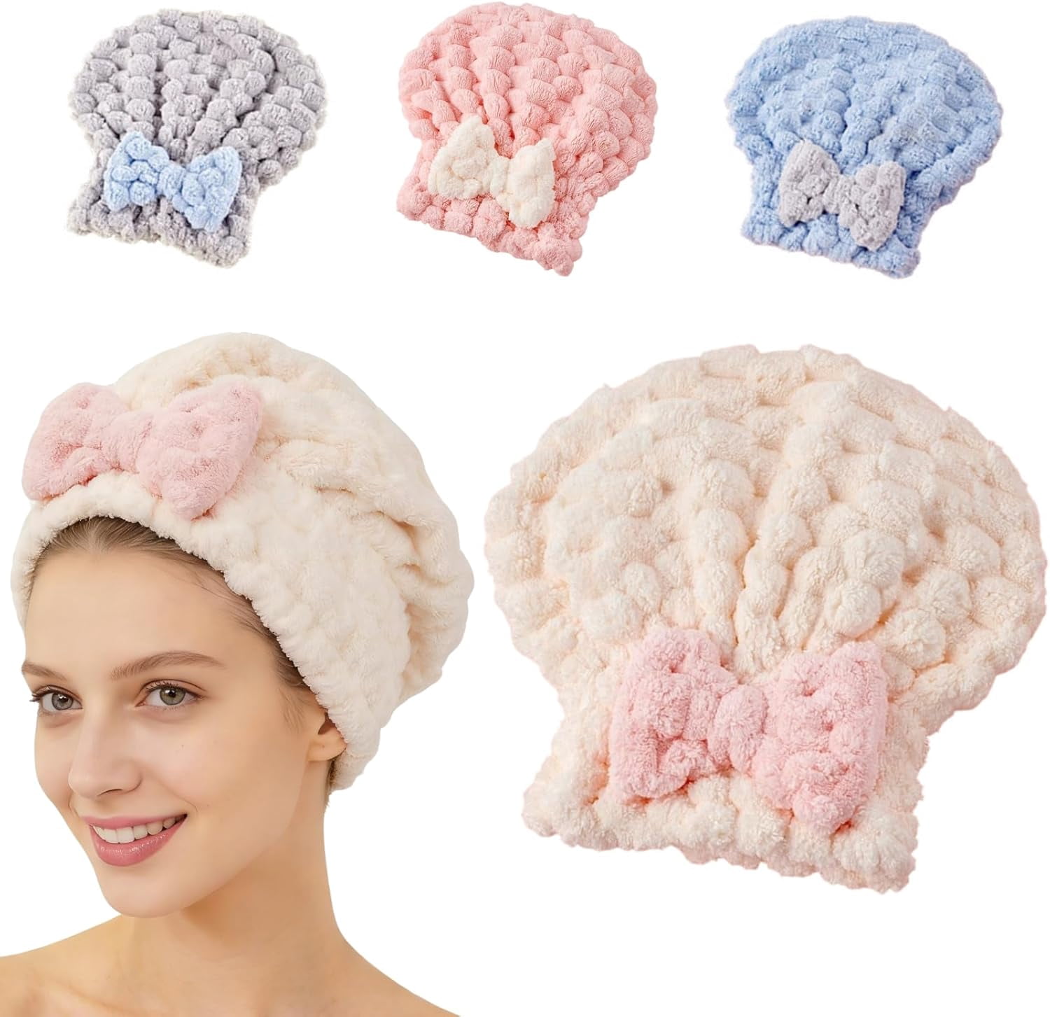 Absorbent Hair Towel Wrap for Wet Hair, 2026 New Cute Bow Design ...
