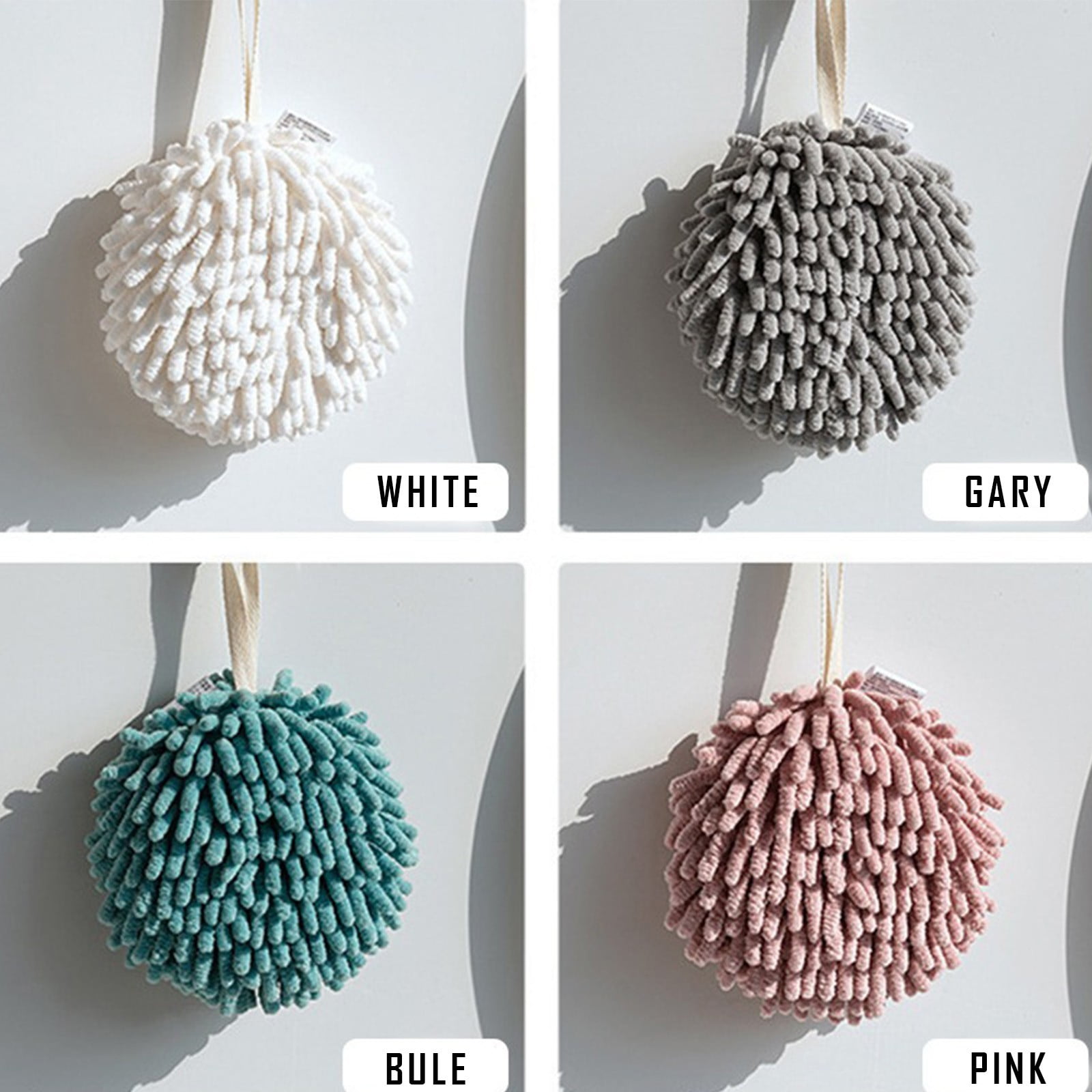 Absorbent Hand Towel Ball for Kitchen and Bathroom, Hanging Chenille ...