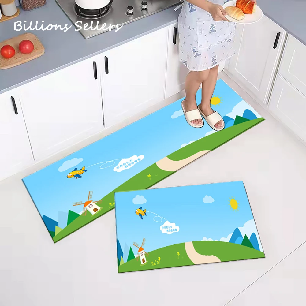 Absorbent Kitchen Rug Floor Mat Absorb Oil Kitchen Long Area Rug ...