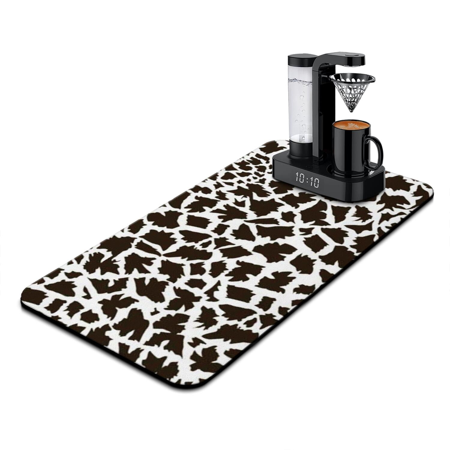 Absorbent Leopard Pattern Coffee Mat, Heat-Resistant Dish Drying Pad ...