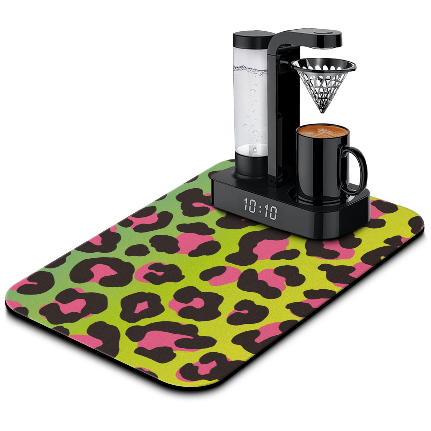 Absorbent Leopard Pattern Coffee Mat Heat-Resistant Dish Drying Pad ...
