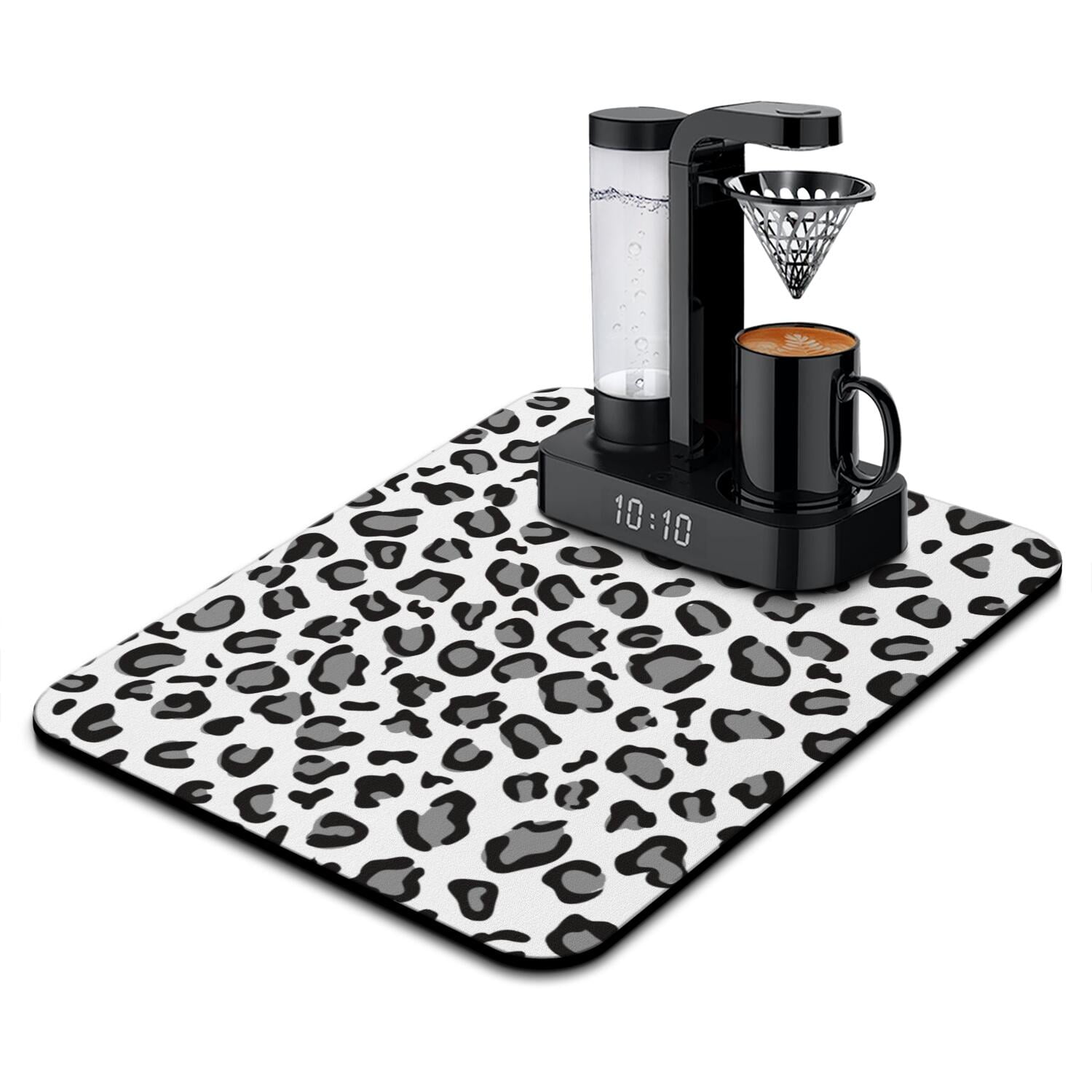 Absorbent Leopard Pattern Coffee Mat, Heat-Resistant Dish Drying Pad ...