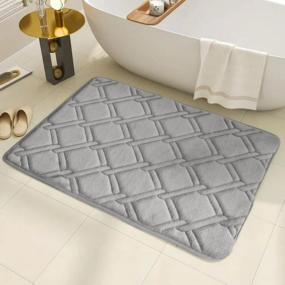 Absorbent Non-Slip Bath Mat Soft Velvet Machine Washable for Easy ...
