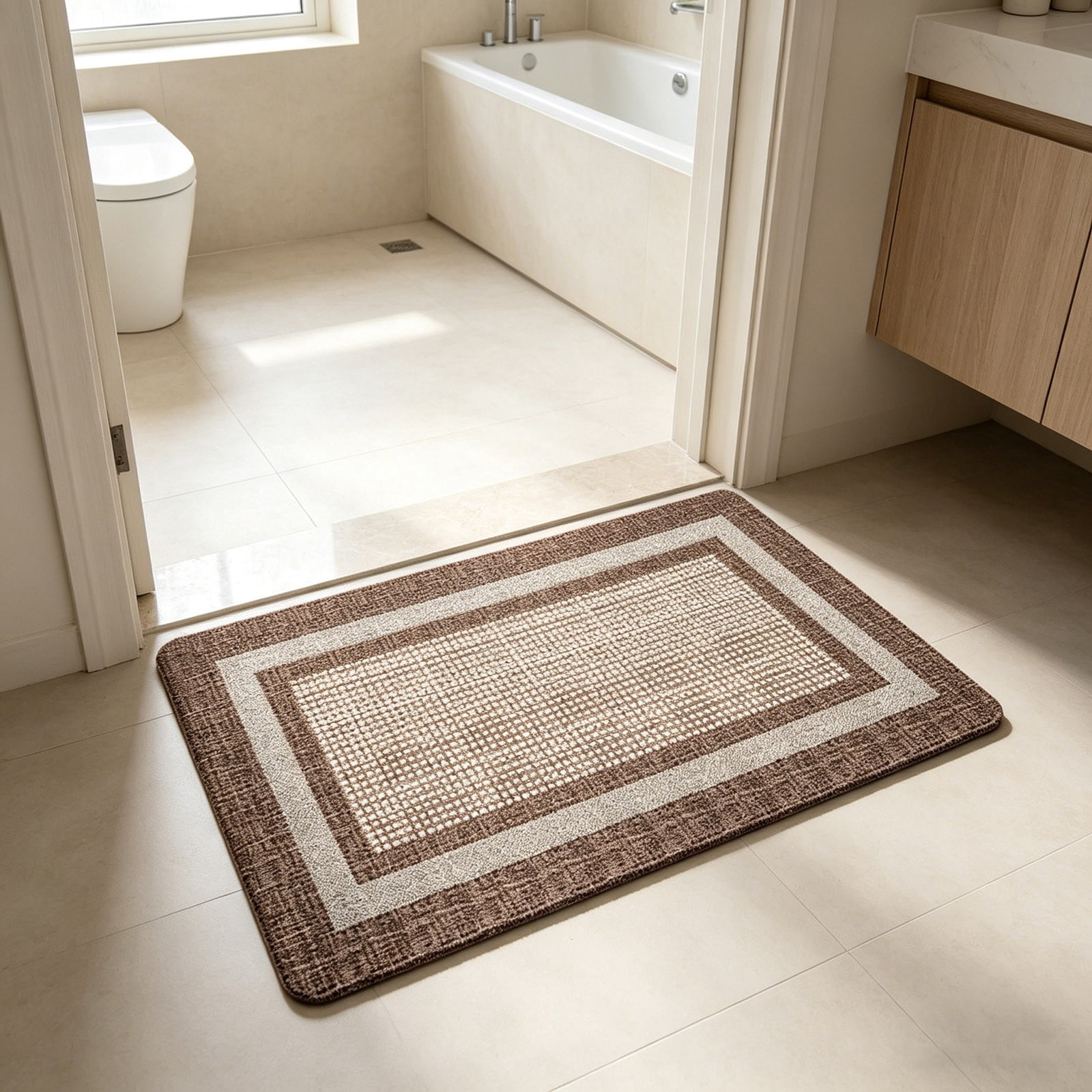 Absorbent Non-Slip Bathroom Rug - Stain-Resistant Clean Floor Mat ...
