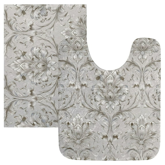 Absorbent Non Slip Ultra Soft Bath Mat And U-Shaped Contour Toilet Mat ...