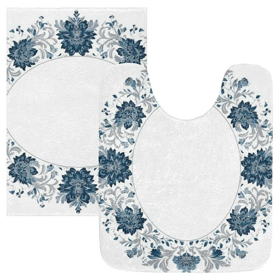 Absorbent Non Slip Ultra Soft Bath Mat And U-Shaped Contour Toilet Mat ...