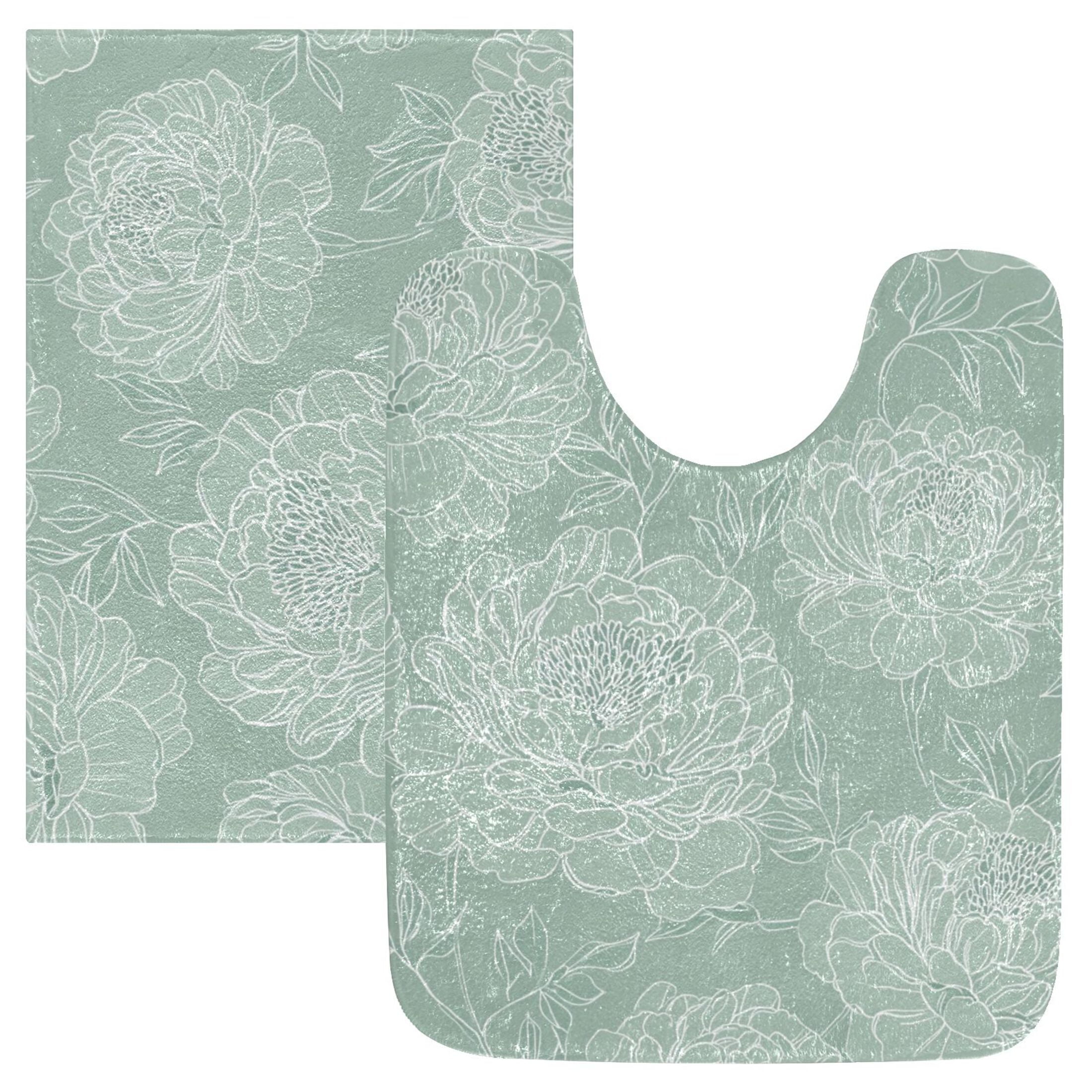 Absorbent Non Slip Ultra Soft Bath Mat And U-Shaped Contour Toilet Mat ...