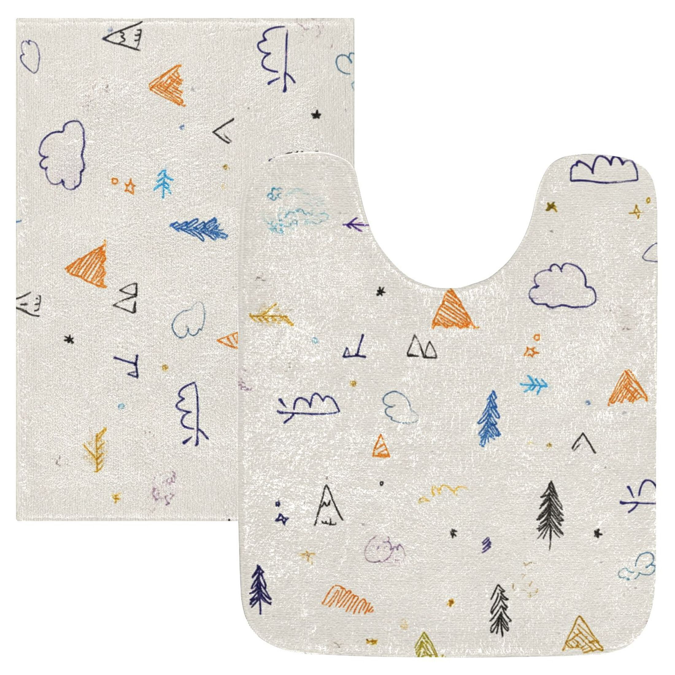 Absorbent Non Slip Ultra Soft Bath Mat And U-Shaped Contour Toilet Mat ...