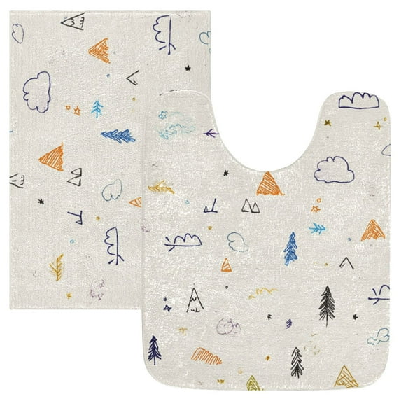 Absorbent Non Slip Ultra Soft Bath Mat And U-Shaped Contour Toilet Mat ...