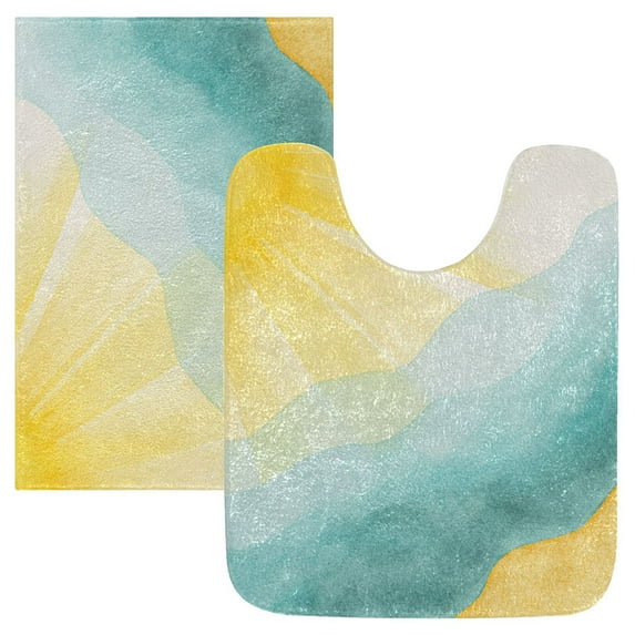 Absorbent Non Slip Ultra Soft Bath Mat And U-Shaped Contour Toilet Mat ...