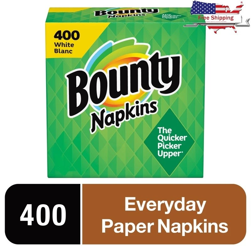 Absorbent Paper Napkins 400 Count Quick Mess Cleanup Disposable Kitchen ...