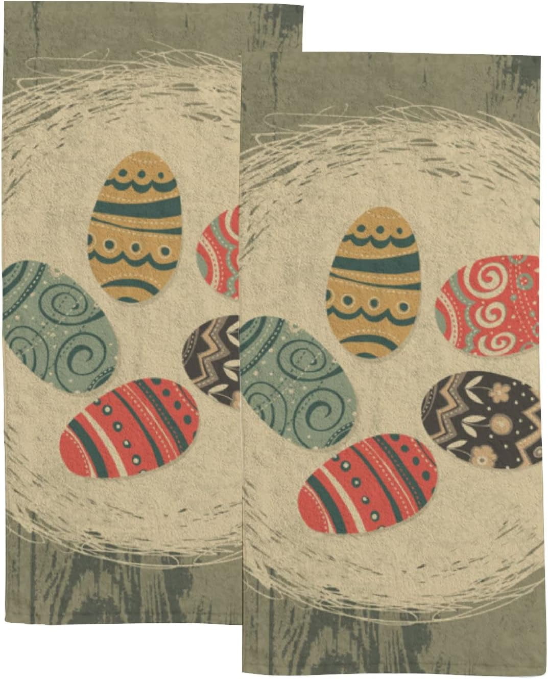 Absorbent Soft Hand Fingertip Towels 2 Pcs Face Bath Towels Set Easter ...