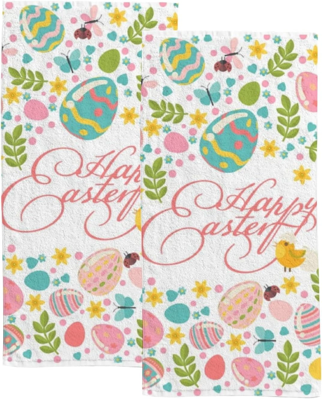 Absorbent Soft Hand Fingertip Towels, 2 Pcs Face Bath Towels Set Happy ...