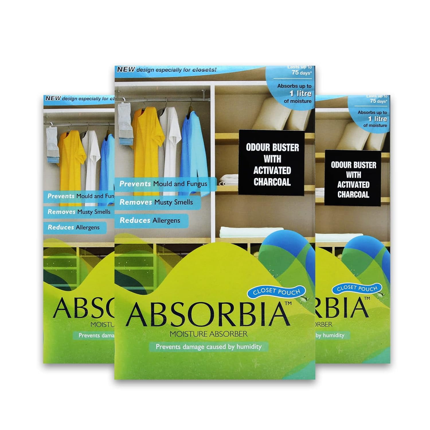 Absorbia Moisture Absorber Hanging Pouch with Activated Charcoal Pack ...