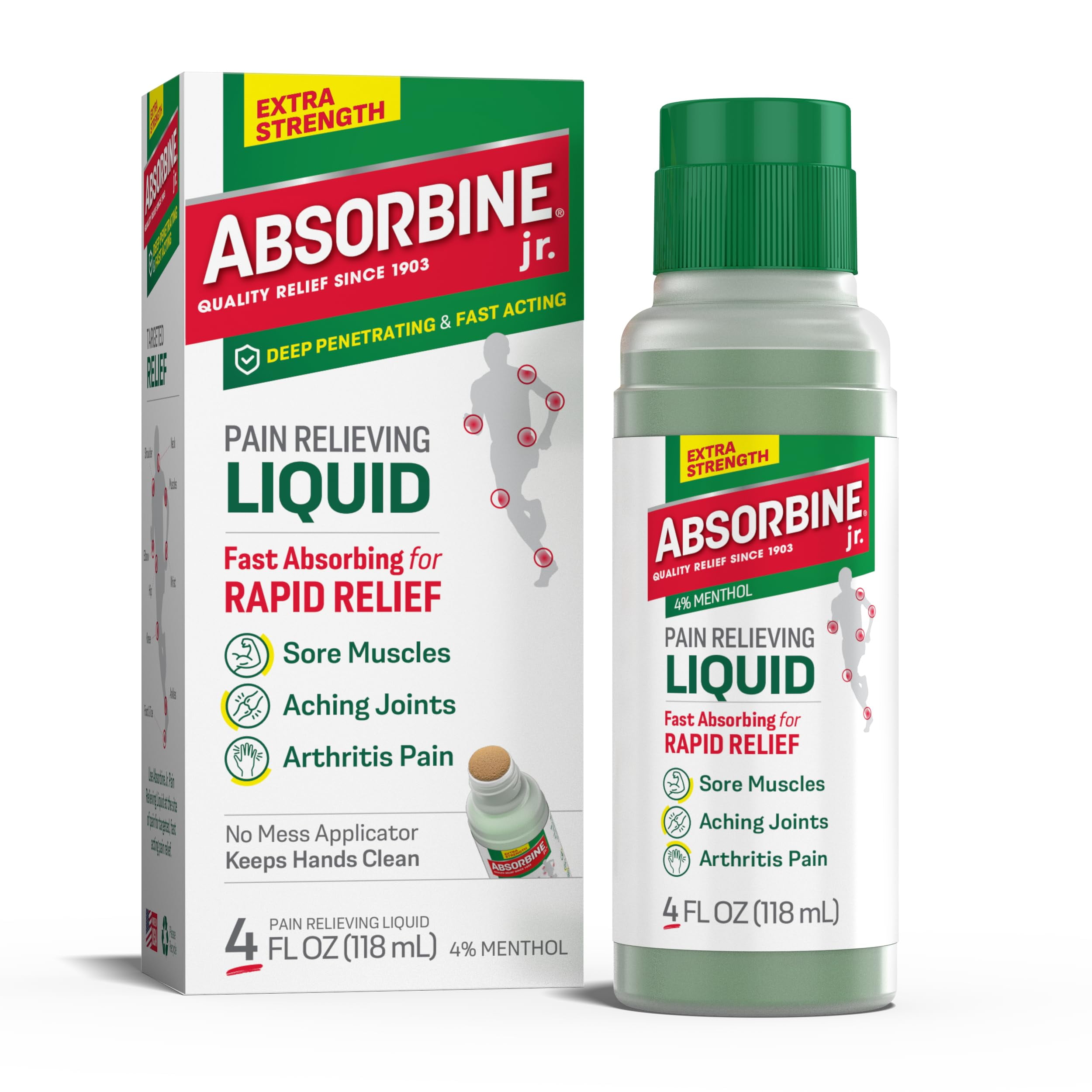 Absorbine Jr. Extra Strength Pain Relieving Liquid, Liquid Pain ...