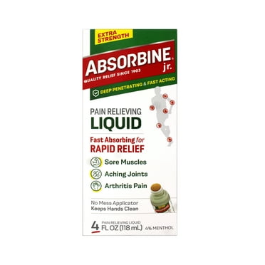 Absorbine Jr., Fast Absorbing Pain Relieving Liquid, 4oz, 2-Pack, Extra ...