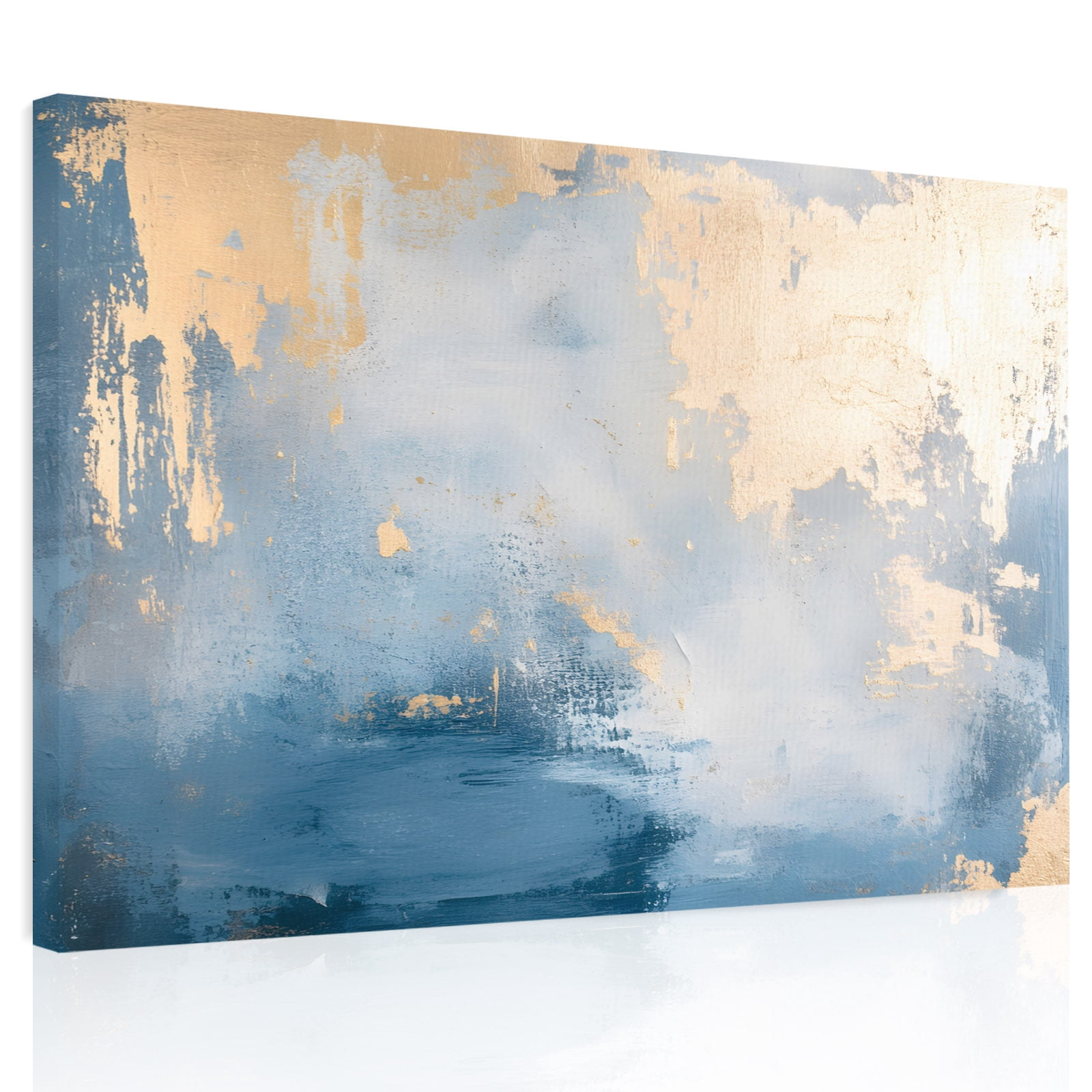 Absstract Color Block Canvas Print Wall Art, Blue Beige Gradient Art ...