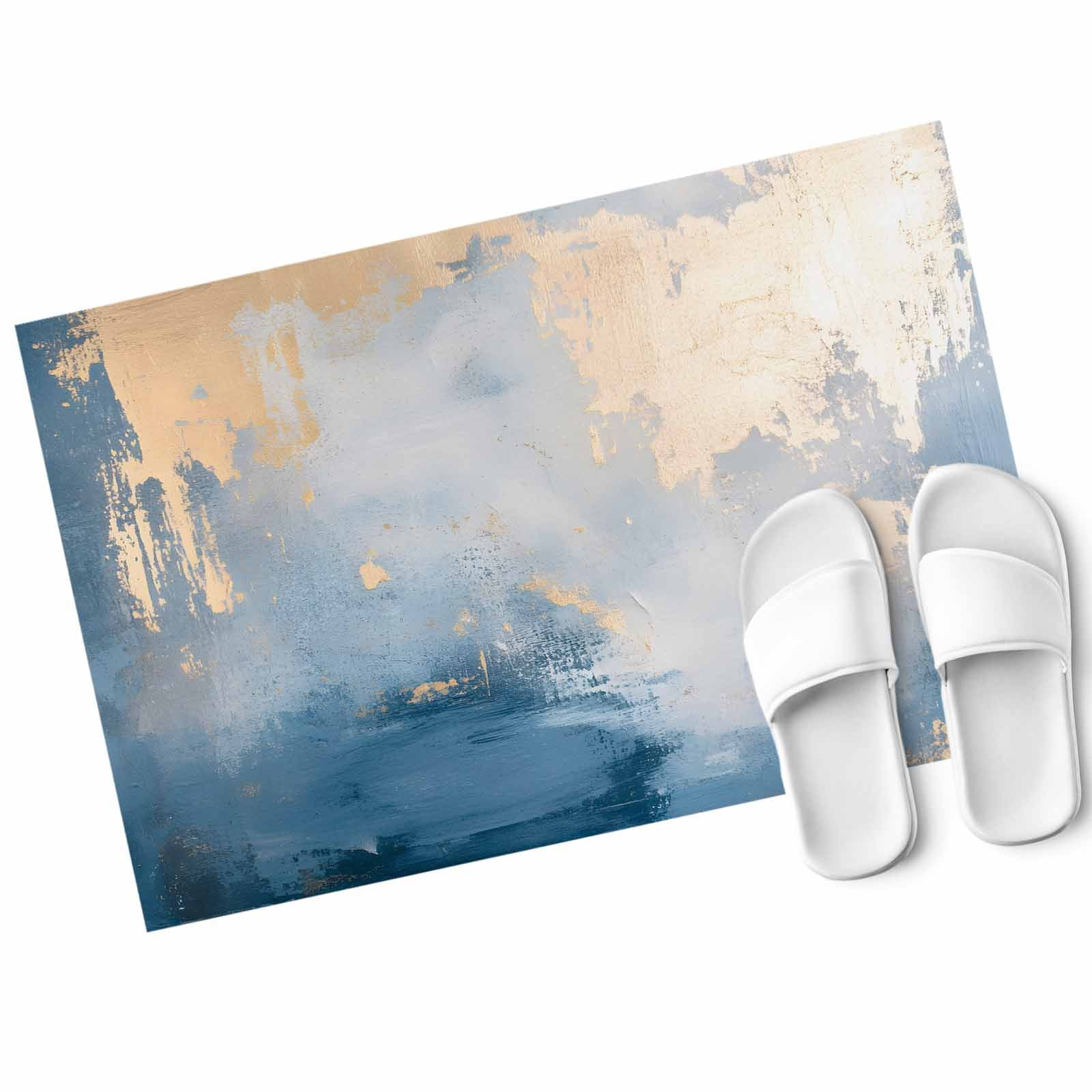 Absstract Color Block Door Mat Blue Beige Gradient Art Non Slip ...